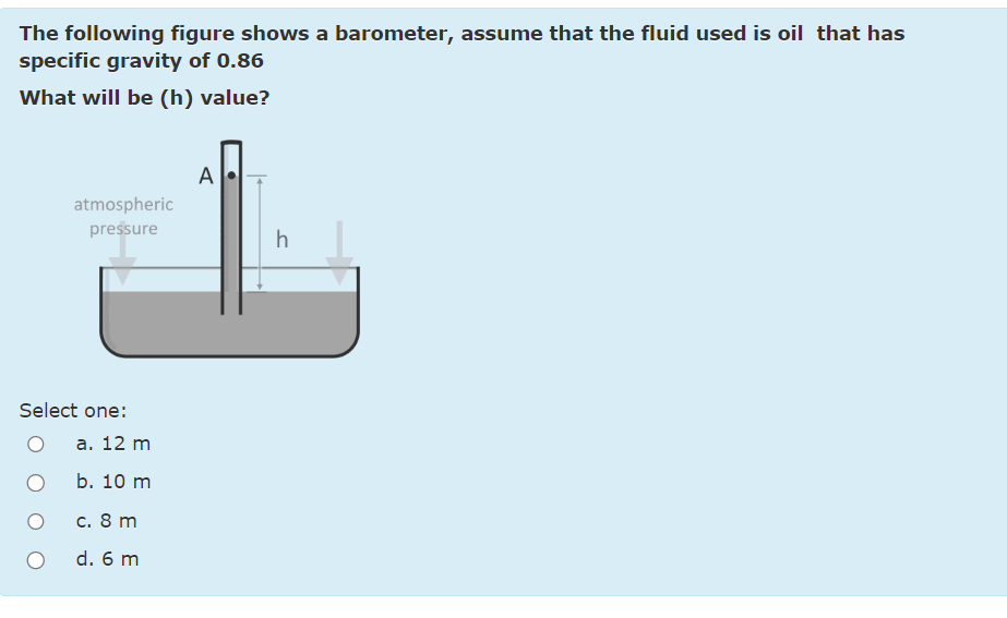 Solved The following figure shows a barometer, assume that | Chegg.com