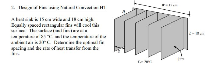 2. Design of Fins using Natural Convection HT A heat | Chegg.com
