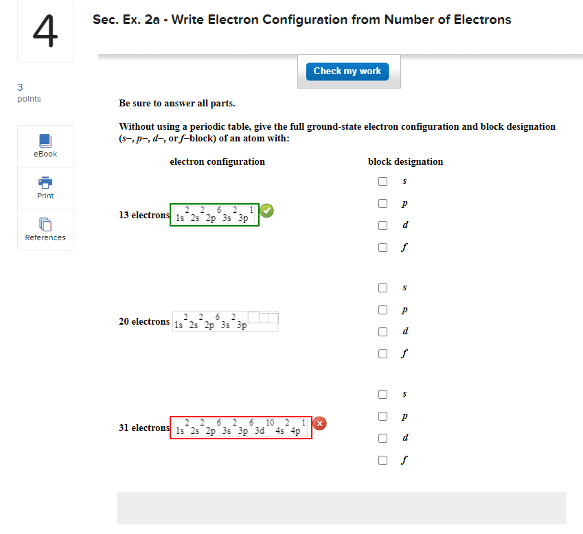 Solved Sec. Ex. 2a - Write Electron Configuration from | Chegg.com