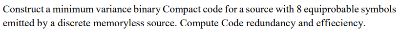 Solved Construct a minimum variance binary Compact code for | Chegg.com