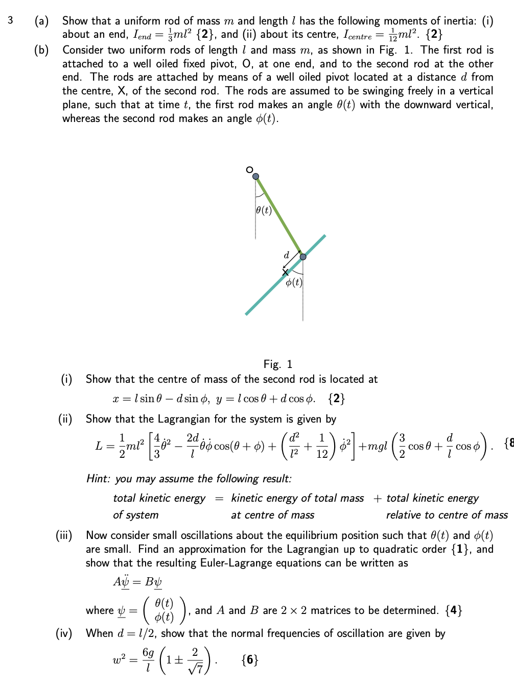 Solved 3 (a) (b) Show that a uniform rod of mass m and | Chegg.com