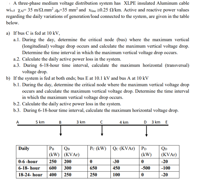 | A three-phase medium voltage distribution system | Chegg.com