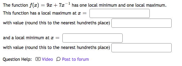 Solved The function f(x)=9x+7x−1f(x)=9x+7x-1 has one | Chegg.com