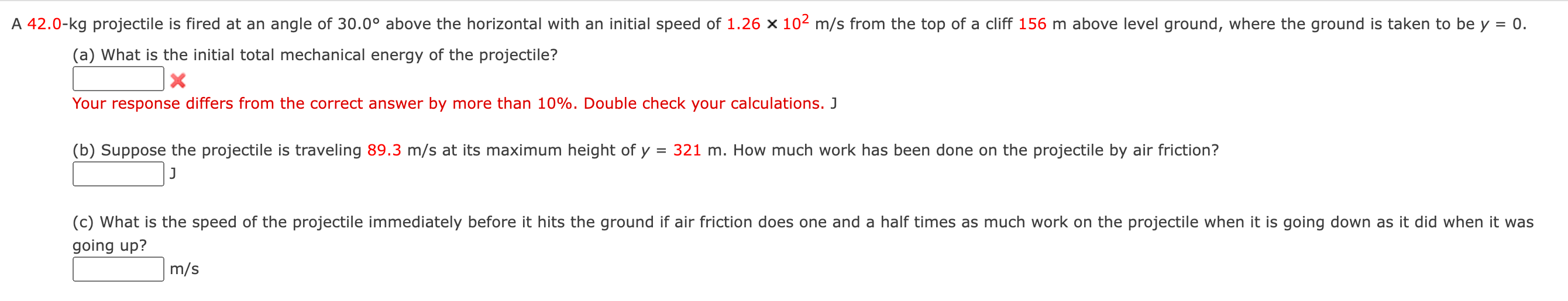 Solved A 42.0-kg projectile is fired at an angle of 30.0\deg | Chegg.com