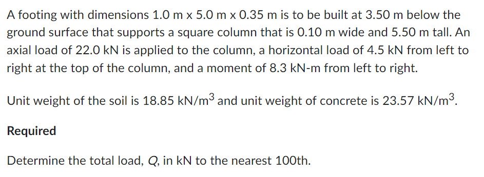 Solved A square footing with a size of 7ft by 7ft is to | Chegg.com