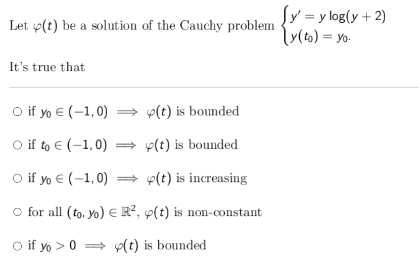 Solved Let φ(t) be a solution of the Cauchy problem | Chegg.com
