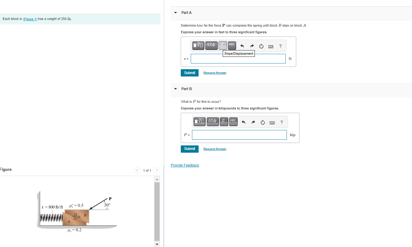 Solved Each block in (Figure 1) has a weight of 250lb. | Chegg.com
