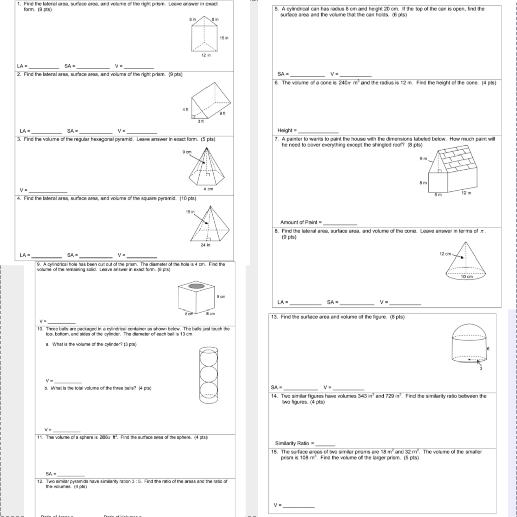 Solved 1. Find the lateral area, surface area, and volume of | Chegg.com