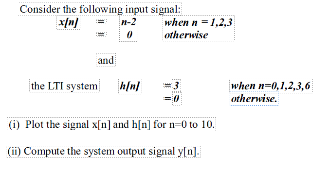 Solved Consider the following input signal: x[n] when n = | Chegg.com