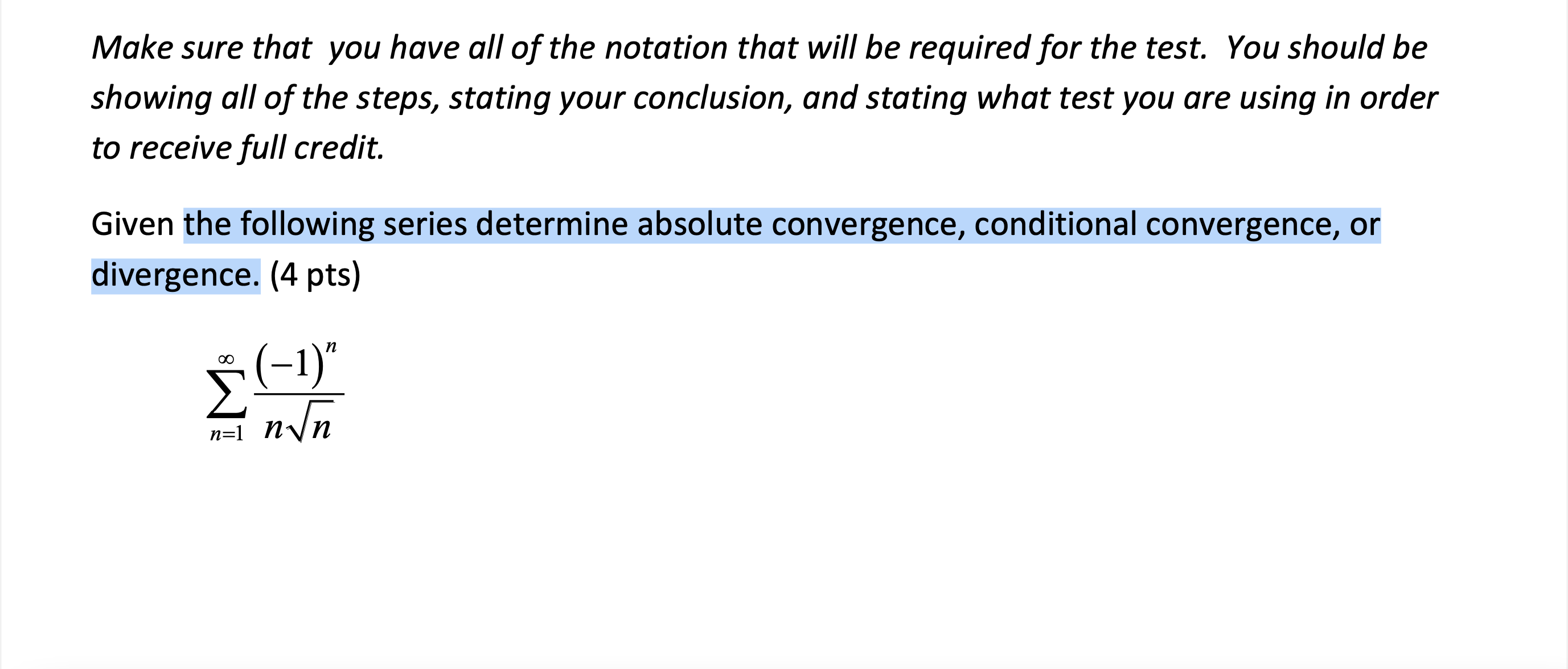 Solved Given The Following Series Determine Absolute