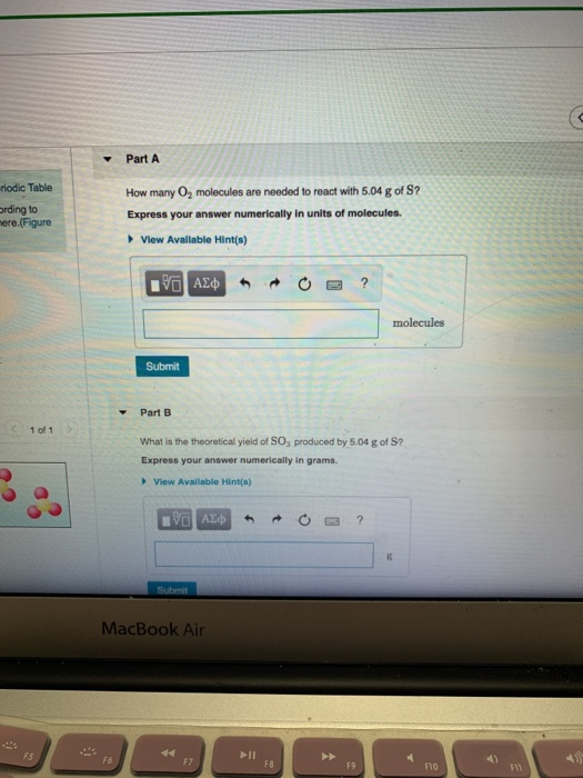Solved Part A riodic Table How many O2 molecules are | Chegg.com