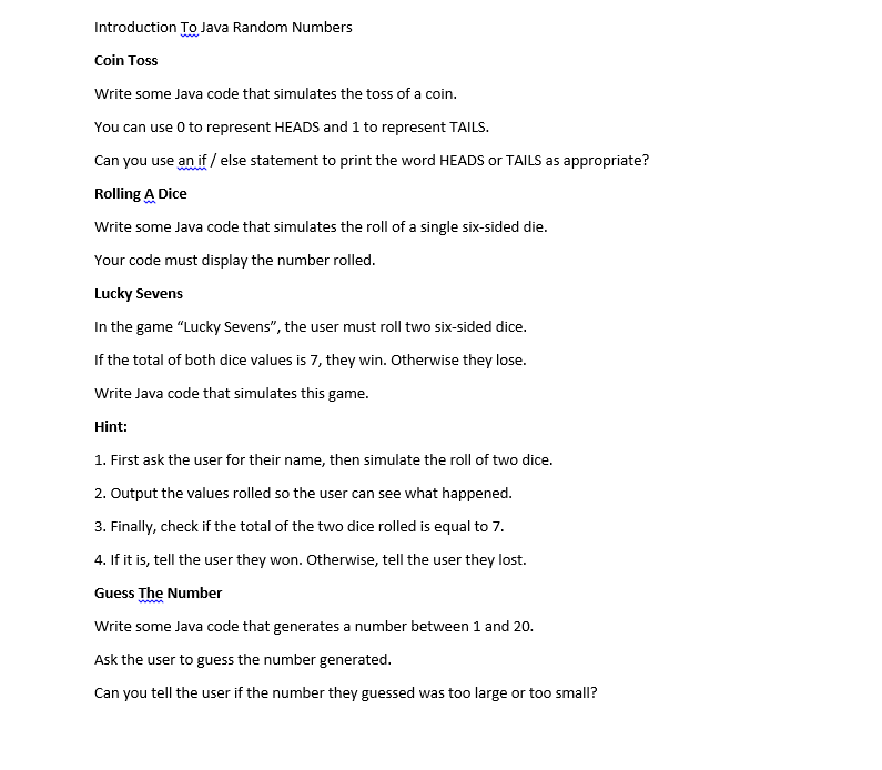 Solved Introduction To Java Random Numbers Coin Toss Write 3542