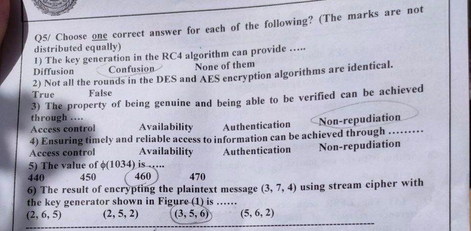 Solved 05/ Choose one correct answer for each of the | Chegg.com