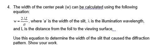 4. The width of the center peak (w) can be calculated | Chegg.com
