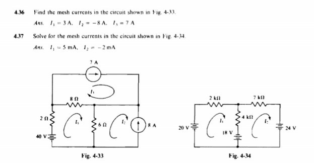 Solved 4.36 Find the mesh currents in the circuit shown in | Chegg.com