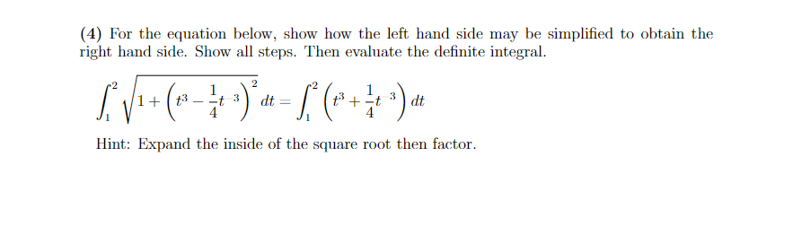 Solved (4) For the equation below, show how the left hand | Chegg.com
