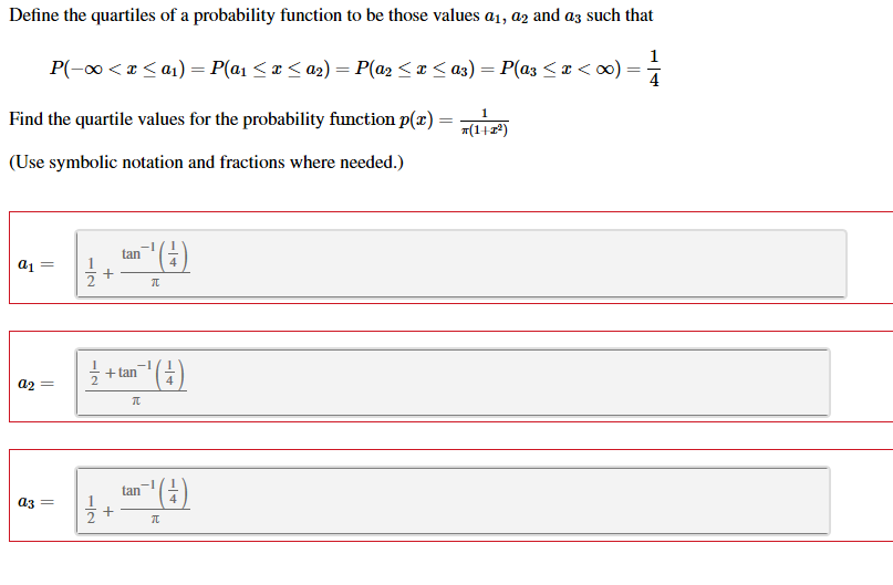 Solved Define the quartiles of a probability function to be | Chegg.com