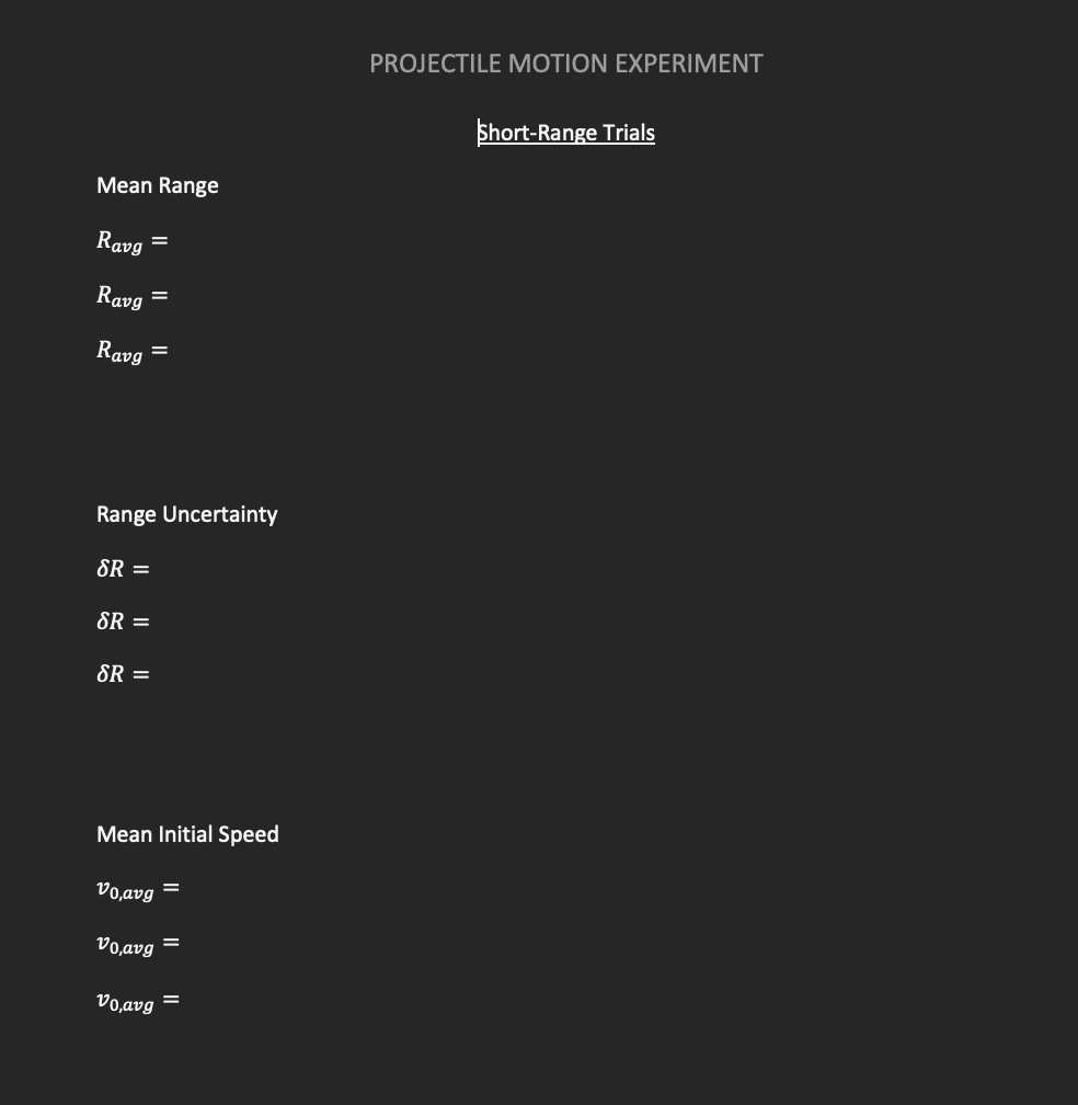 Solved Range UncertaintyPROJECTILE MOTION | Chegg.com