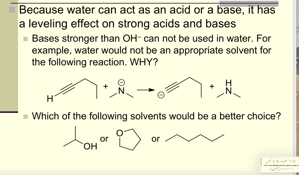 Solved Because water can act as an acid or a base, it has a | Chegg.com
