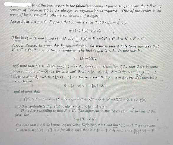 Find the two errors in the following argument | Chegg.com