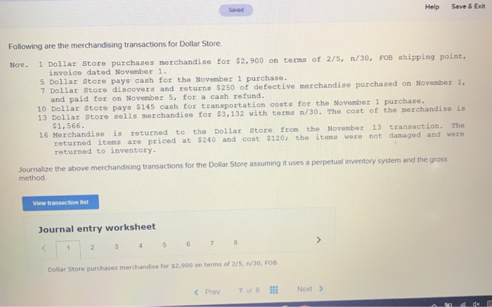 Solved Saved Help Save & Exit Following are the | Chegg.com