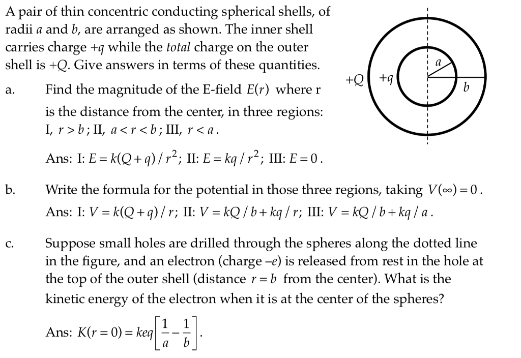 Solved A pair of thin concentric conducting spherical | Chegg.com