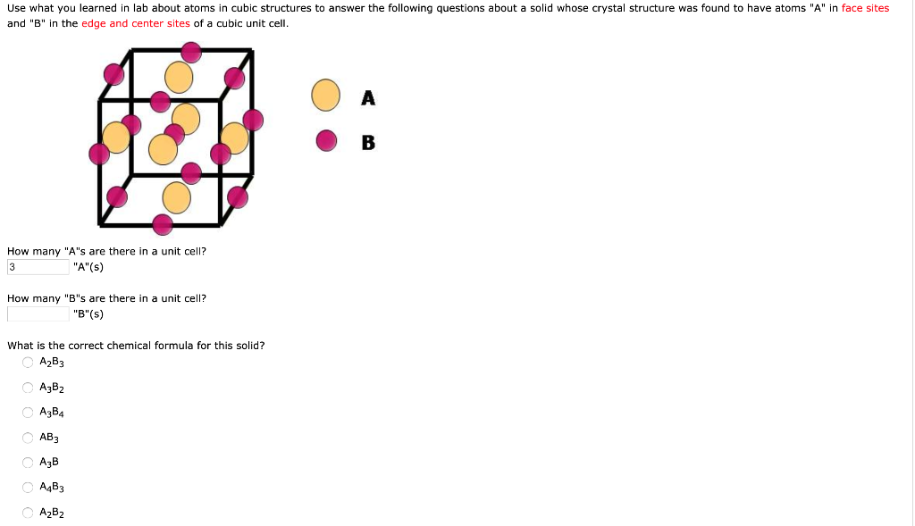 Solved Use what you learned in lab about atoms in cubic | Chegg.com