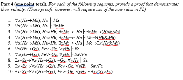 Part 4 (one point total). For each of the following | Chegg.com