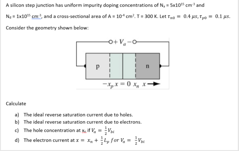 Solved A silicon step junction has uniform impurity doping | Chegg.com