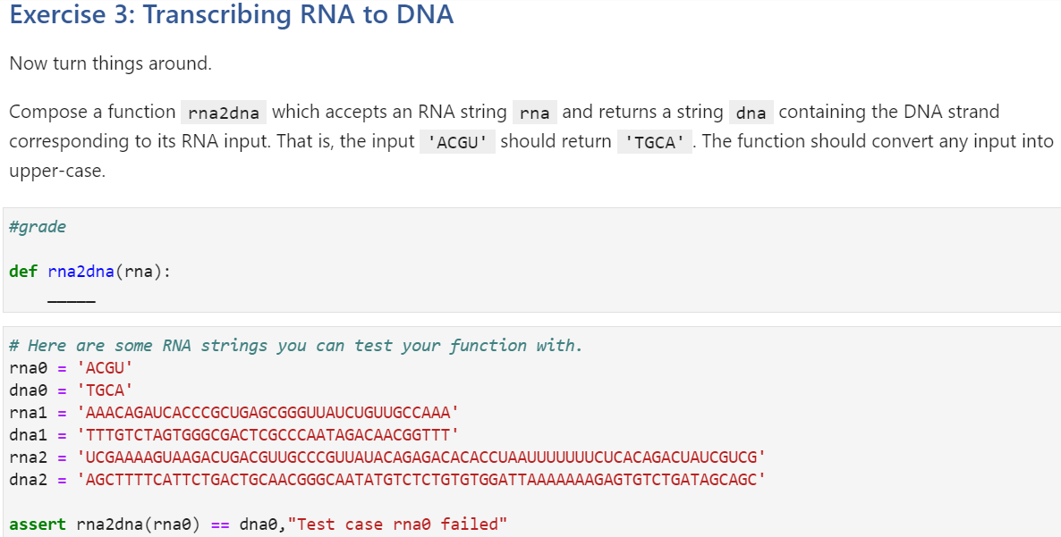 Solved Exercise 3: Transcribing RNA to DNA Now turn things | Chegg.com