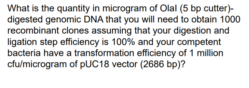 Solved What is the quantity in microgram of Olal (5 bp | Chegg.com