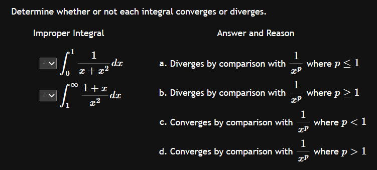 Solved Determine whether or not each integral converges or | Chegg.com
