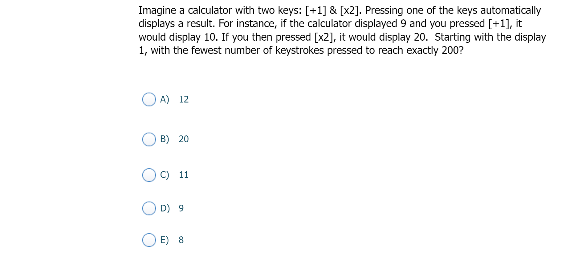 Solved Imagine a calculator with two keys: [+1]&[×2]. | Chegg.com