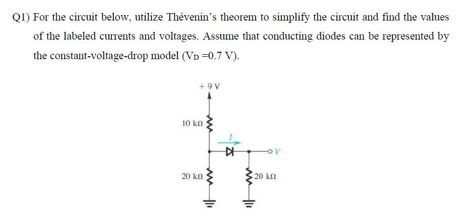 Solved Q1) For the circuit below, utilize Thévenin's theorem | Chegg.com