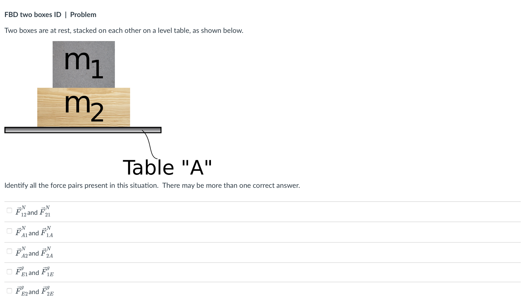 Solved FBD two boxes ID | Problem Two boxes are at rest, | Chegg.com