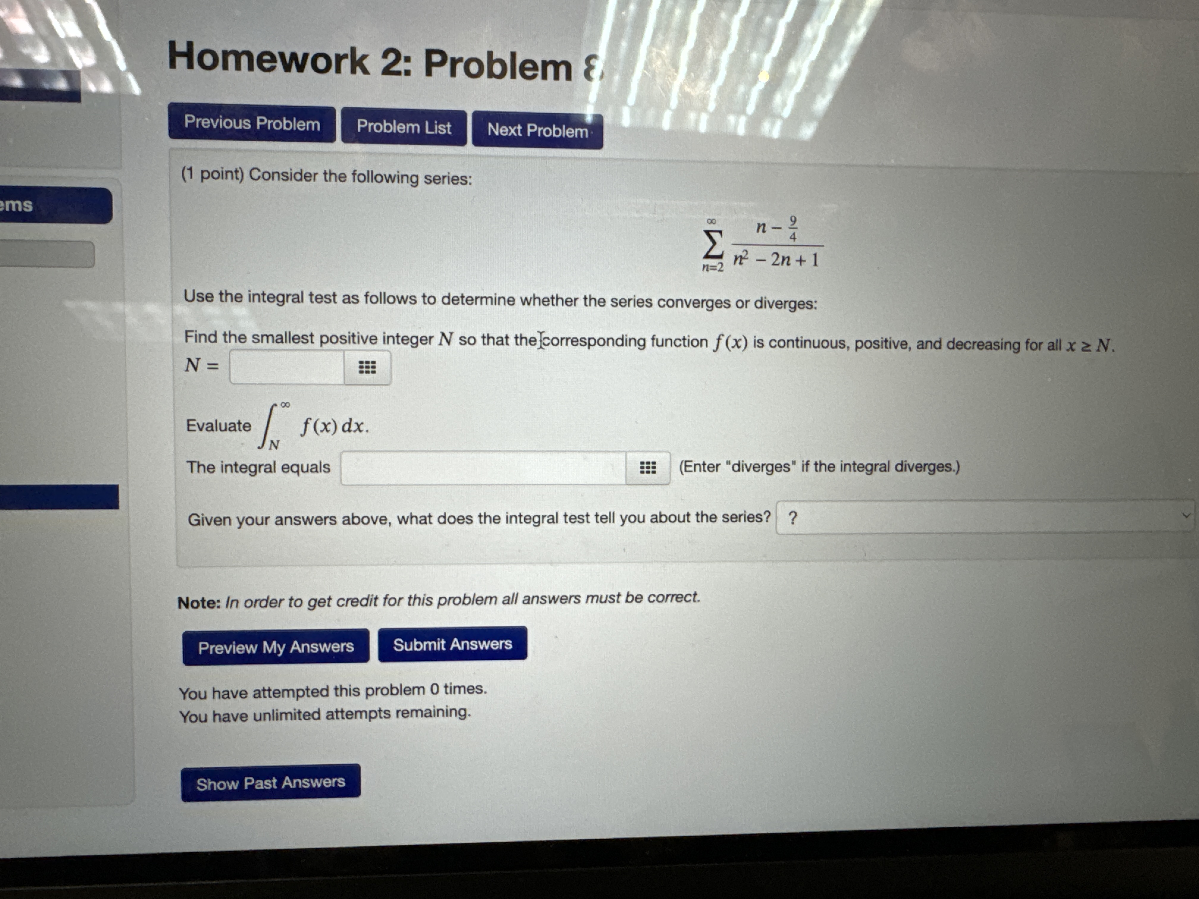 Solved (1 point) Consider the following | Chegg.com