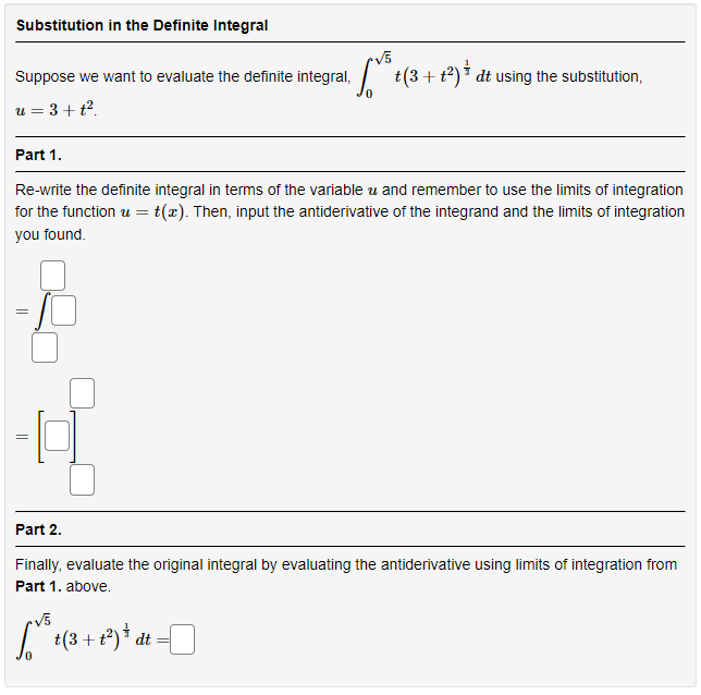Solved Substitution in the Definite Integral Suppose we want | Chegg.com