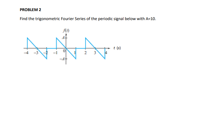 Solved PROBLEM 2 Find the trigonometric Fourier Series of | Chegg.com