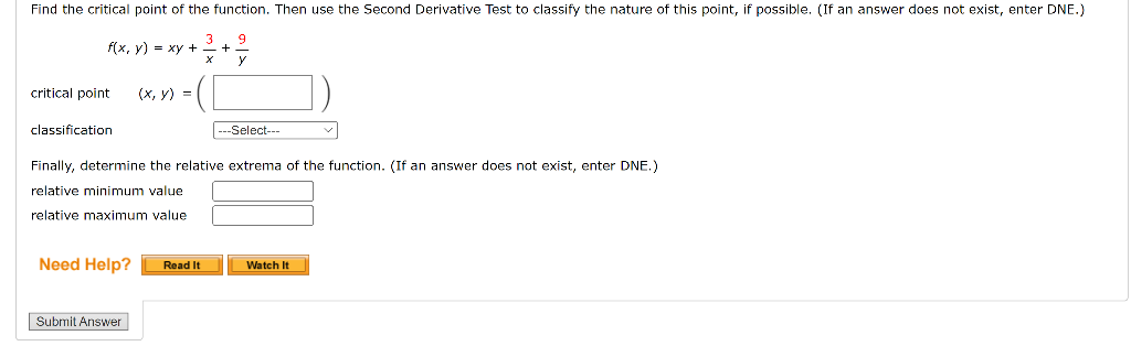 Solved Find the critical point of the function. Then use the | Chegg.com