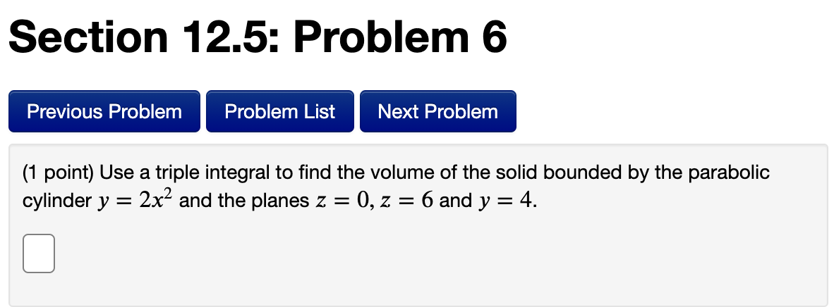 Solved Section 12.5: Problem 6 Previous Problem Problem List | Chegg.com