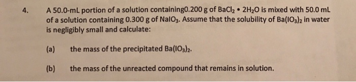 Solved A 50.0-mL portion of a solution containing0.200 g of | Chegg.com