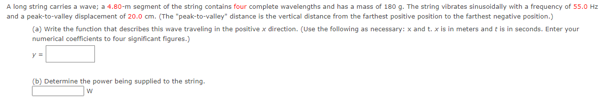 Solved A long string carries a wave; a 4.80−m segment of the | Chegg.com