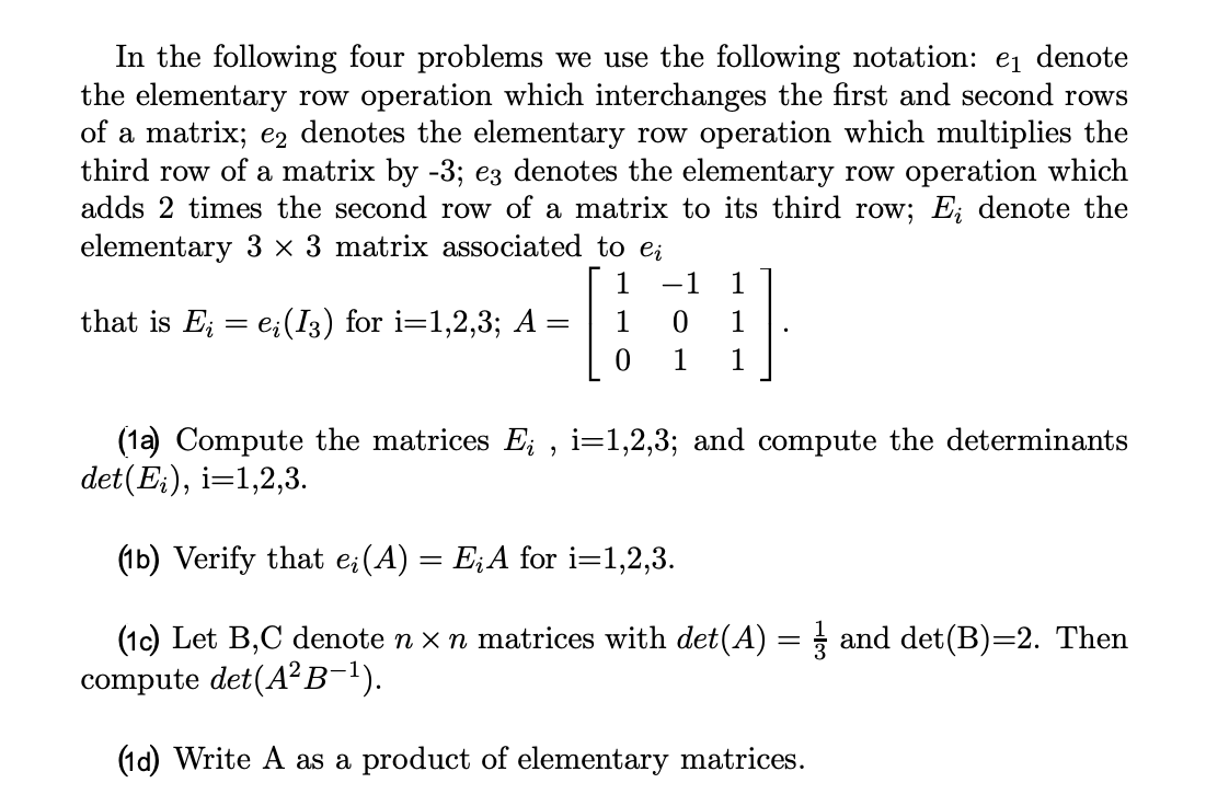 Solved In the following four problems we use the following | Chegg.com