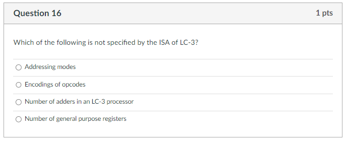 Solved Which of the following is not specified by the ISA of | Chegg.com