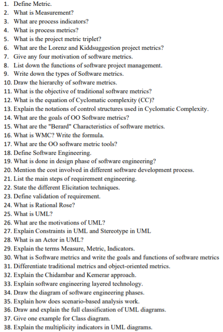 Solved 1. Define Metric. 2. What is Measurement? 3. What are | Chegg.com