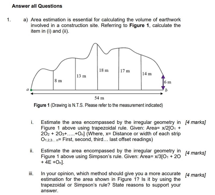 Solved a) Area estimation is essential for calculating the | Chegg.com