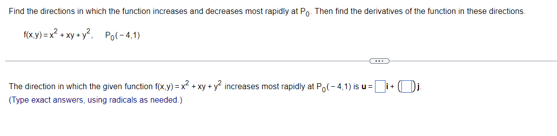 Solved Find the directions in which the function increases | Chegg.com