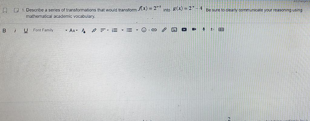 Solved 1. Describe a series of transformations that would | Chegg.com