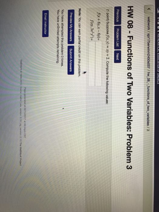 Solved Suppose f(x, y) = xy + 2. Compute the following | Chegg.com