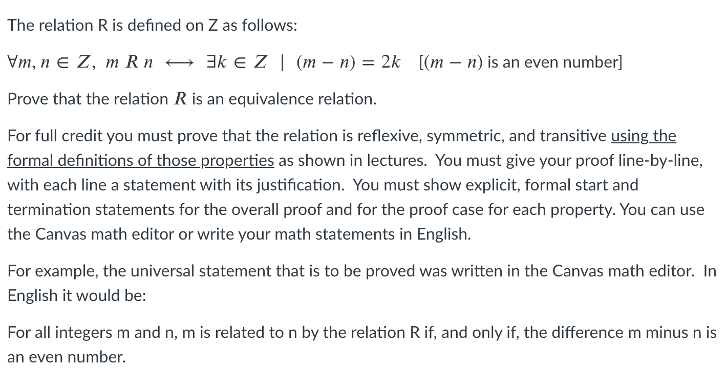 Solved The relation R is defined on Z as follows: Vm, n e Z, | Chegg.com